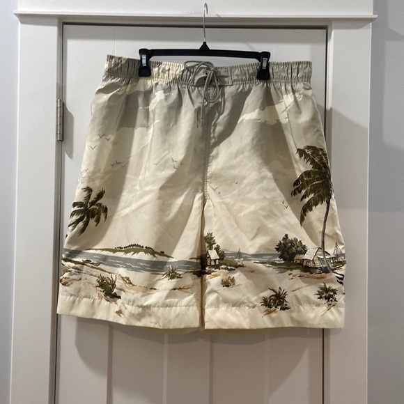 Nautica | Swim | Mens Swim Trunks Nautica Island Beach Scene Beautiful ...